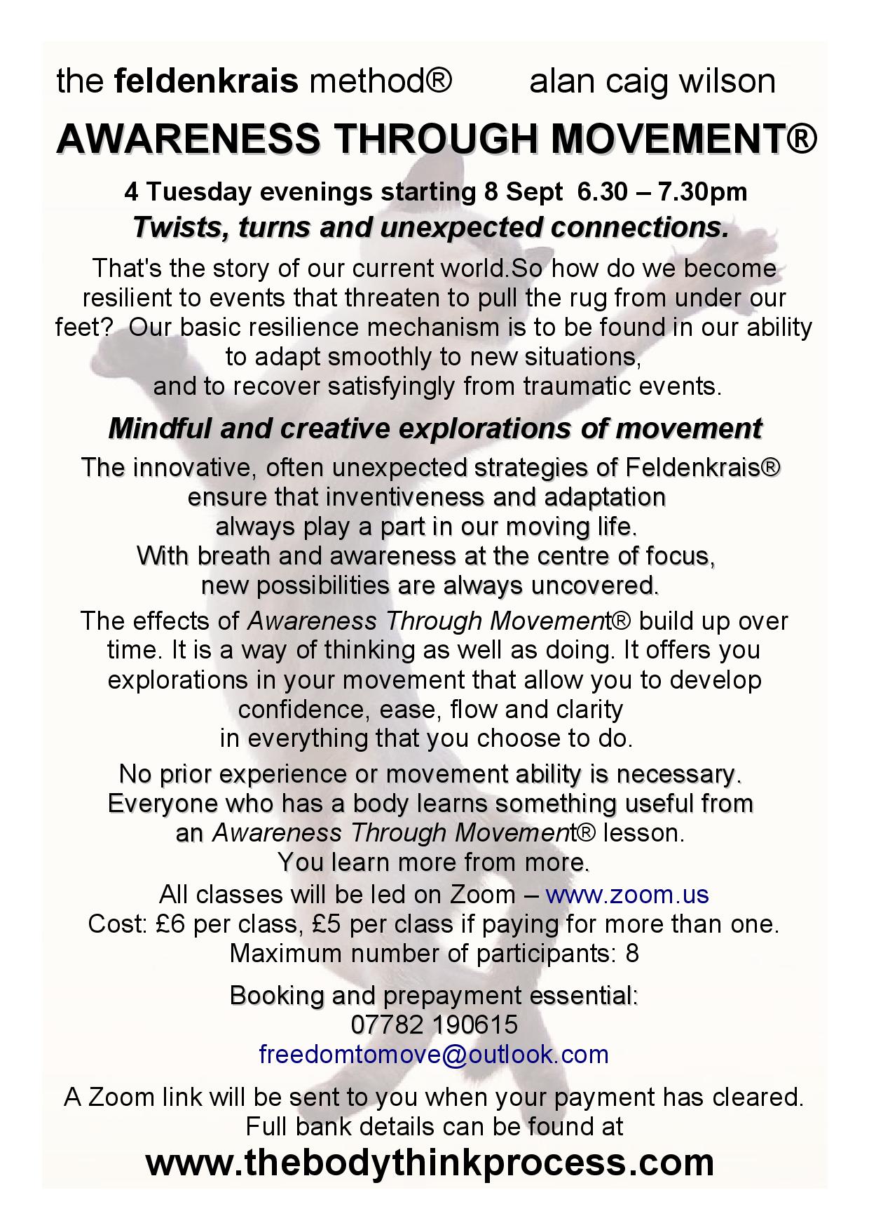 Online classes starting up Sept 2020 – The BodyThink Process